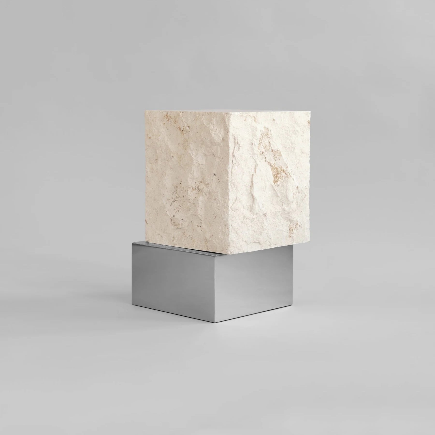 Temple Coffee Table, Tall - Chrome / Limestone – Forom