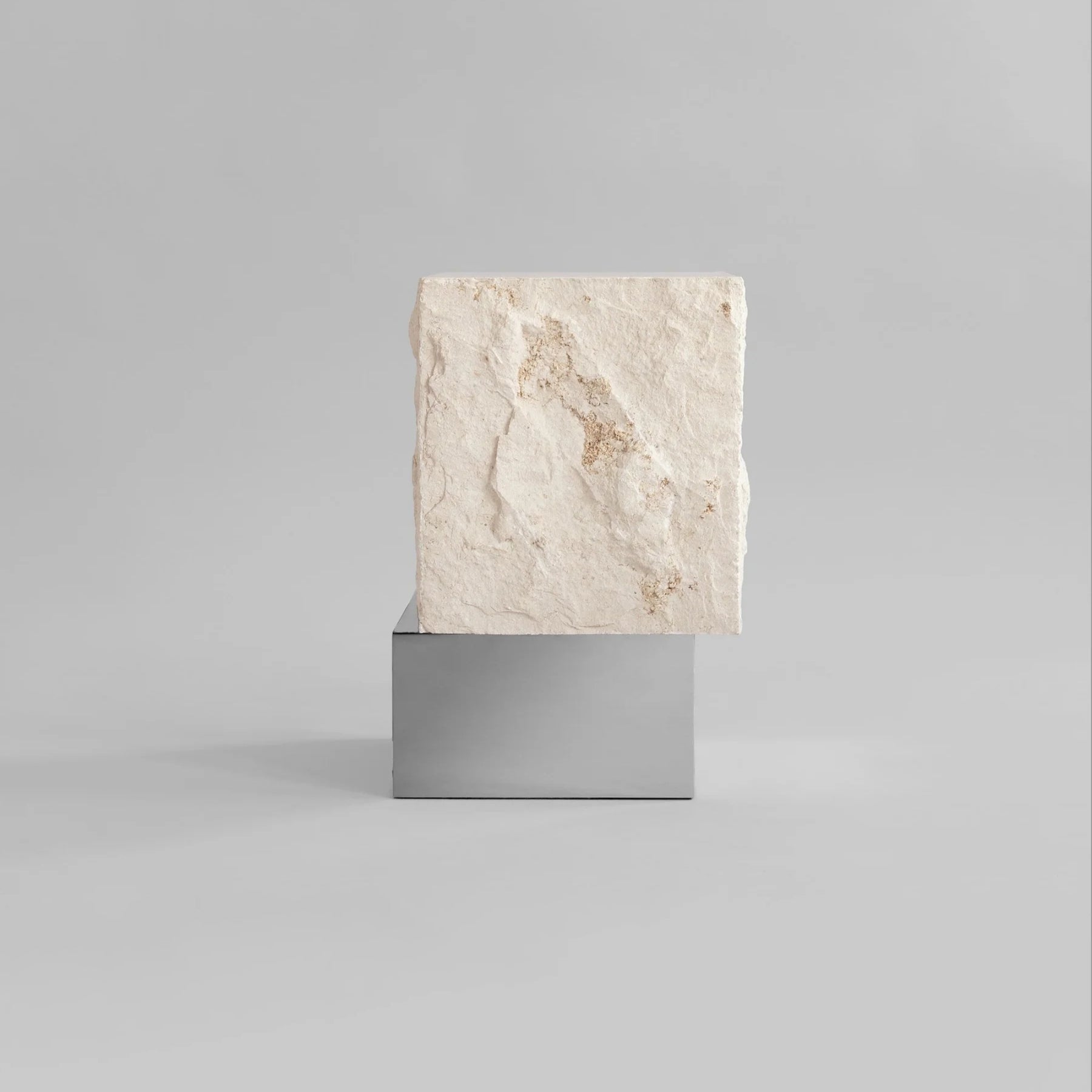 Temple Coffee Table, Tall - Chrome / Limestone – Forom